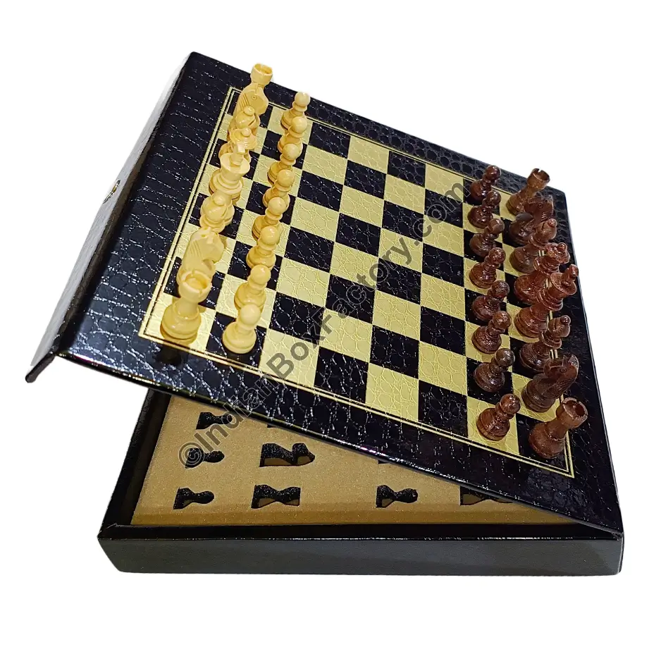 Travel Chess Set - Magnetic - Black - IndianBoxFactory