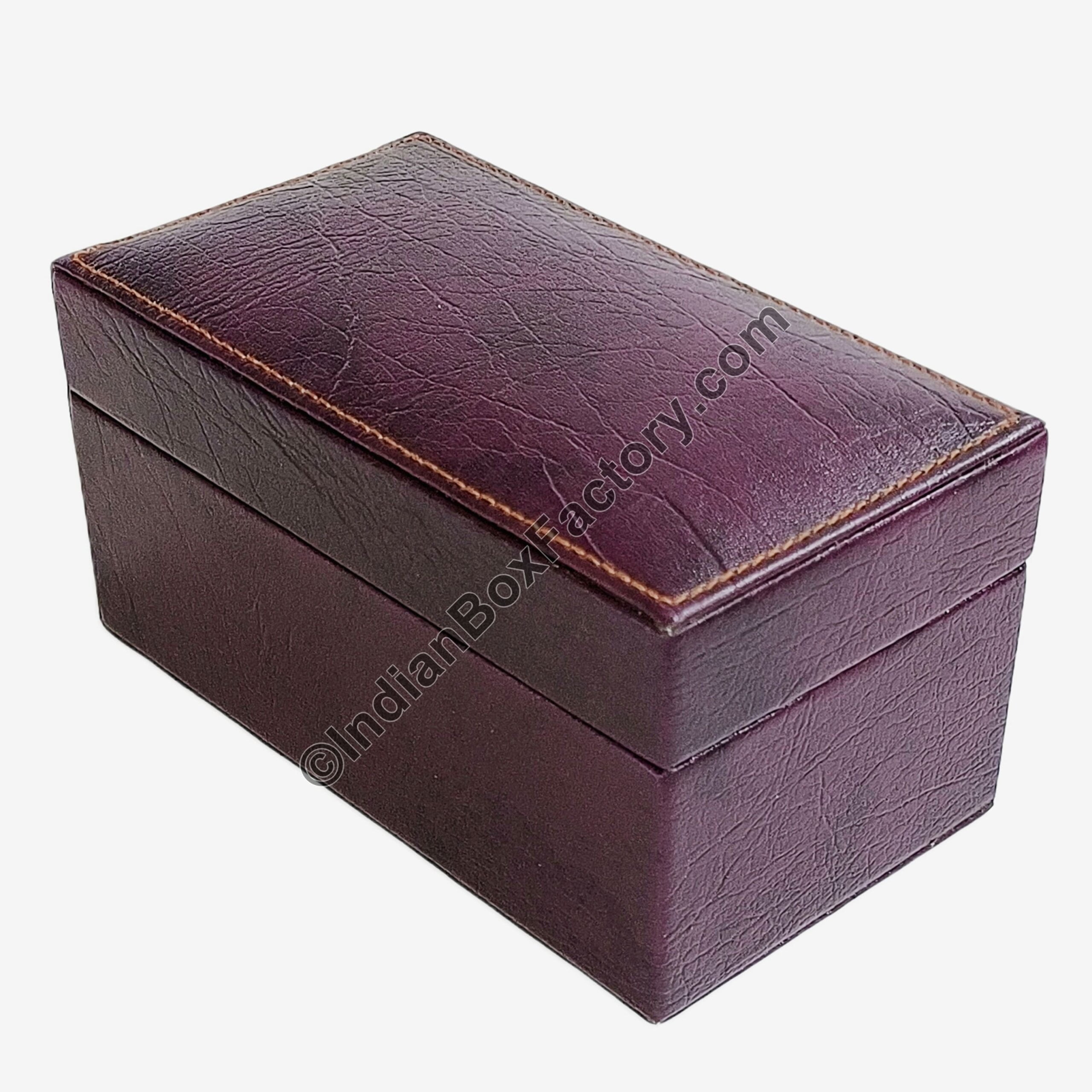 Perfume box - Burgundy stitched design - IndianBoxFactory